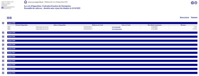 Comment consulter l'avis d'acompte et d'imposition et payer la CFE