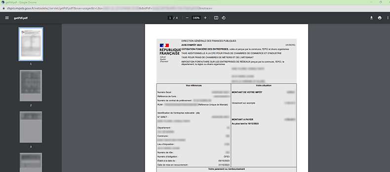 Comment consulter l'avis d'acompte et d'imposition et payer la CFE